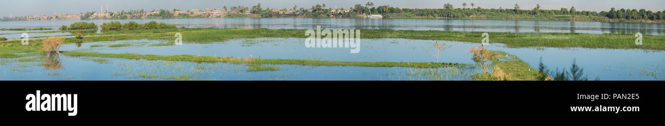 Panoramic landscape rural countryside view of large river nile ...