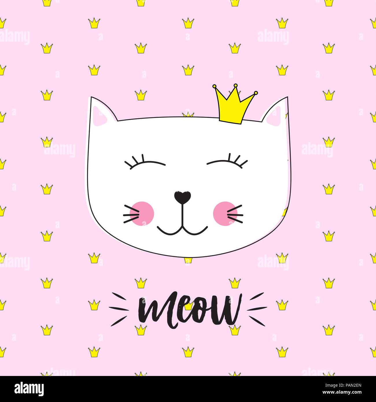Little Cute Cat Princess Vector Illustration Stock Vector Image & Art ...
