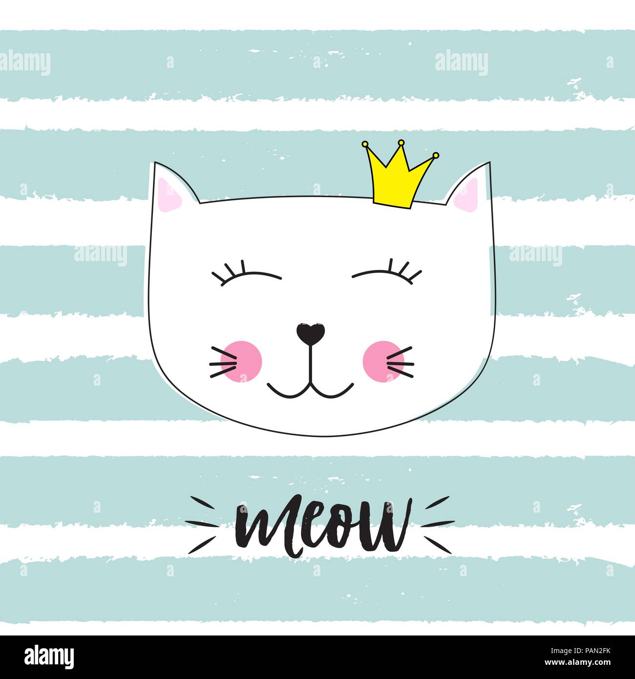 Little Cute Cat Princess Vector Illustration Stock Vector Image & Art ...