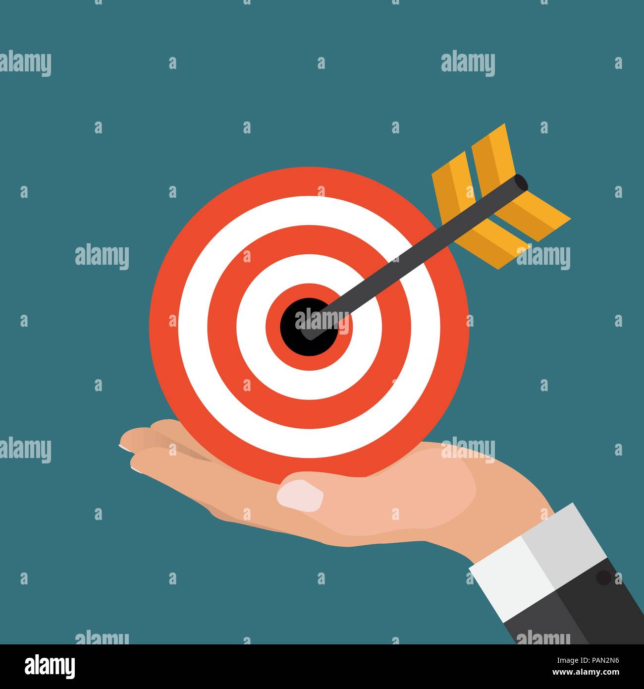 Business concept with Hand of businessman hold target with arrow in ...