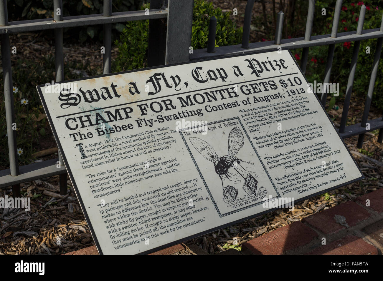 Old sign in downtown Bisbee, AZ (Swat a fly contest). Historical ...