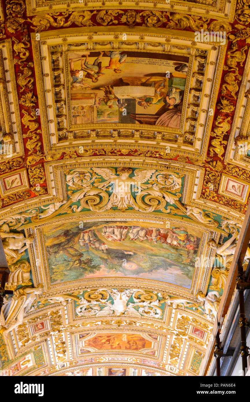 VATICAN, VATICAN CITY - MAY 7, 2016: Paintings on the walls and the ...