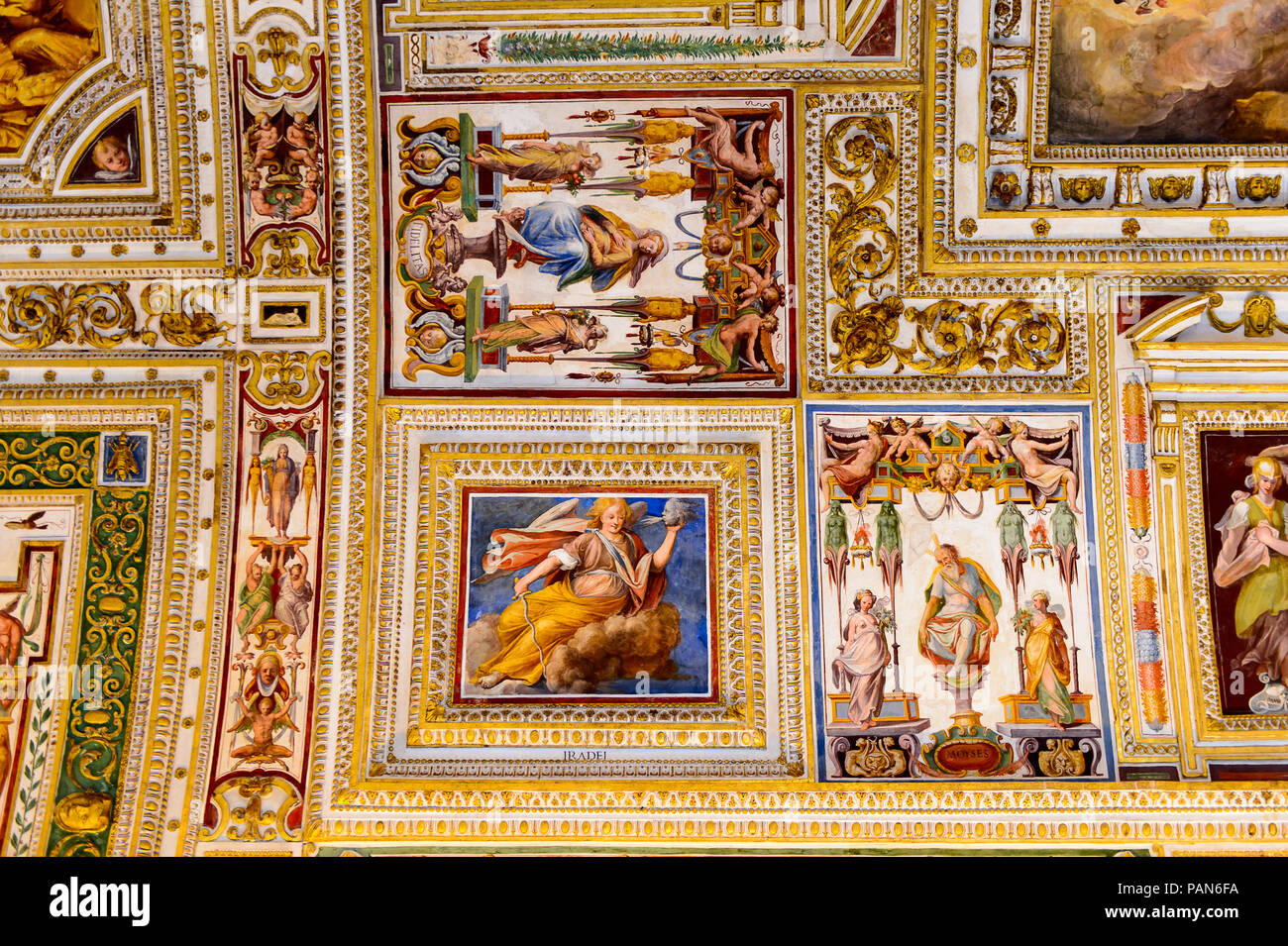 VATICAN, VATICAN CITY - MAY 7, 2016: Paintings on the walls and the ...