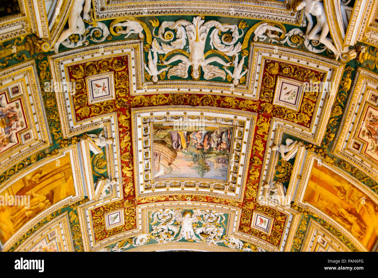 VATICAN, VATICAN CITY - MAY 7, 2016: Paintings on the walls and the ...