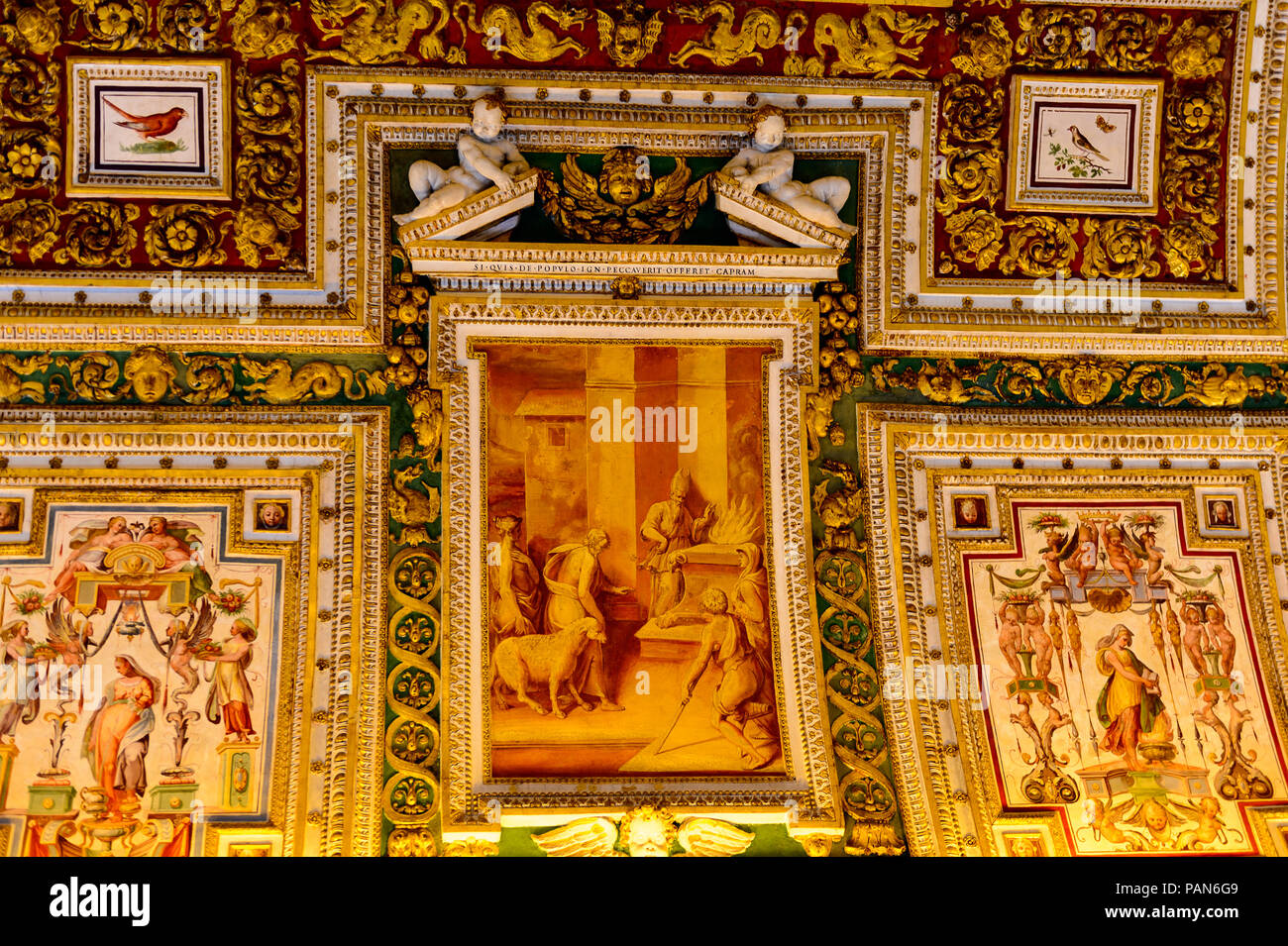 VATICAN, VATICAN CITY - MAY 7, 2016: Paintings on the walls and the ...