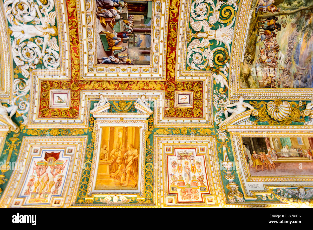 VATICAN, VATICAN CITY - MAY 7, 2016: Paintings on the walls and the ...