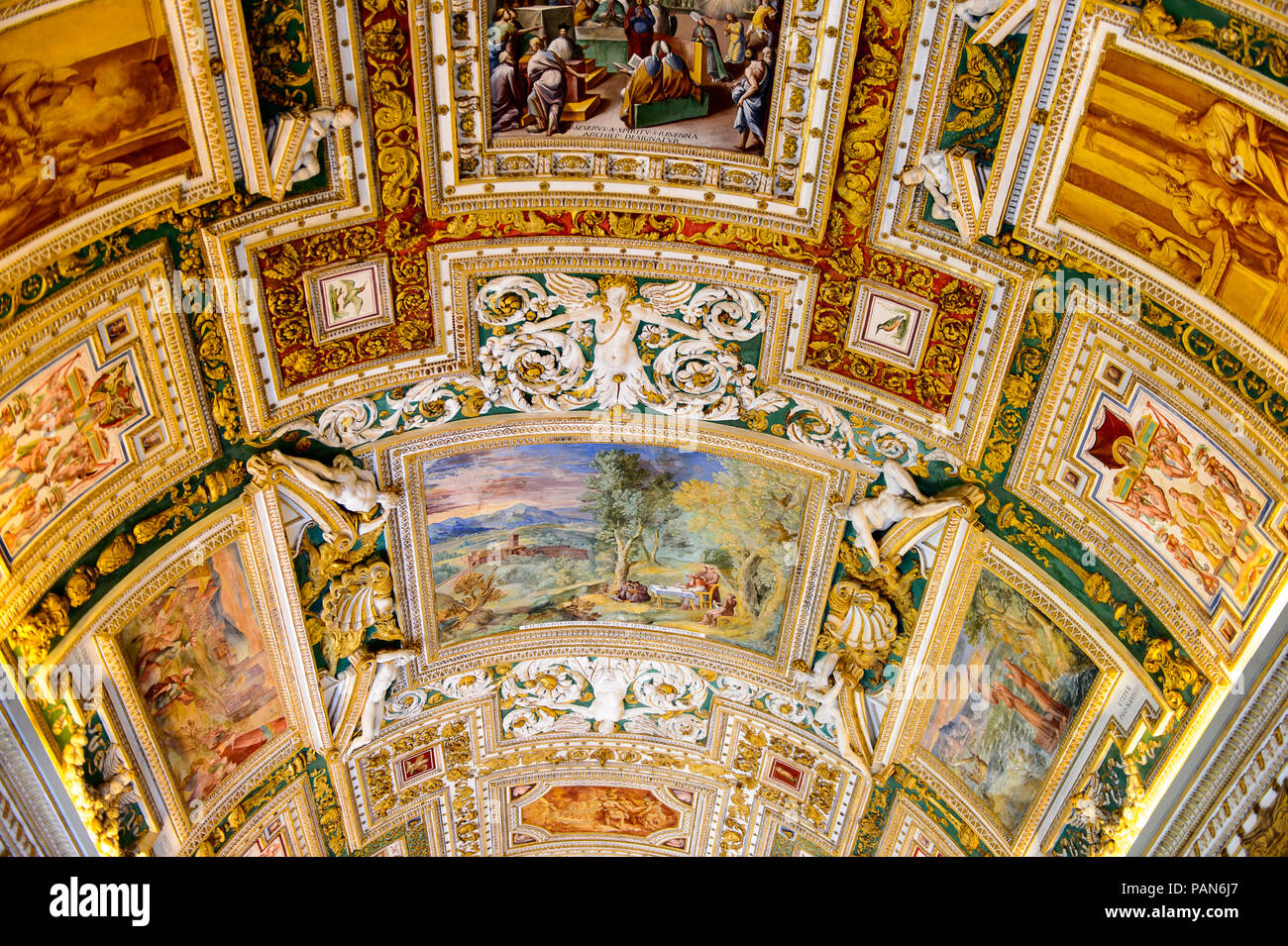 VATICAN, VATICAN CITY - MAY 7, 2016: Paintings on the walls and the ...