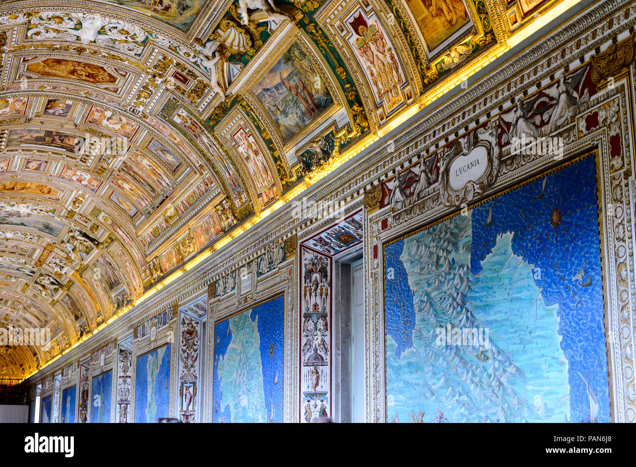 VATICAN, VATICAN CITY - MAY 7, 2016: Paintings on the walls and the ...