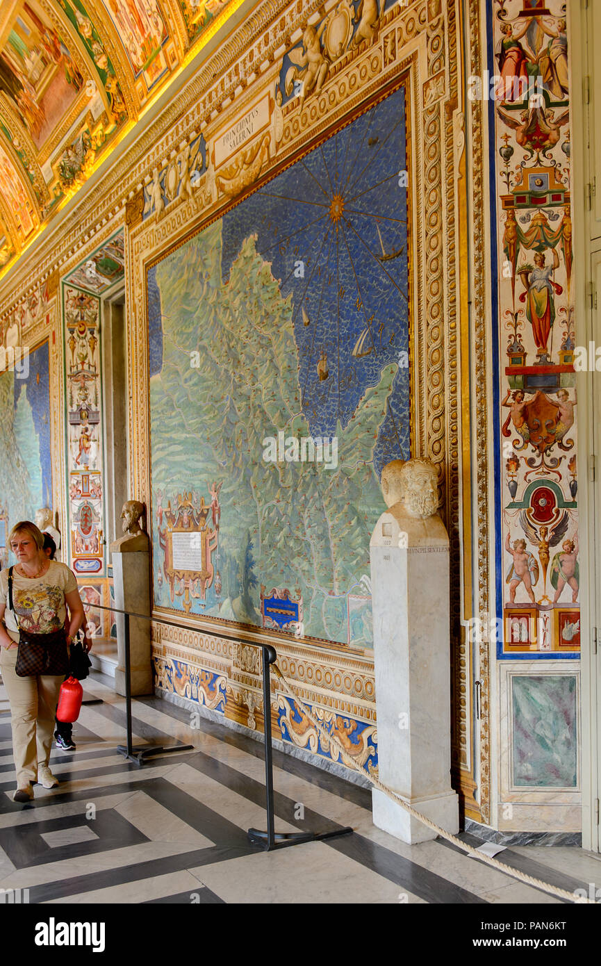 VATICAN, VATICAN CITY - MAY 7, 2016: Paintings on the walls and the ...