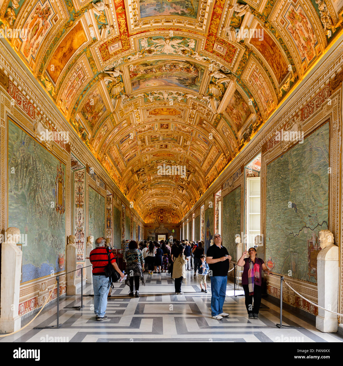VATICAN, VATICAN CITY - MAY 7, 2016: Paintings on the walls and the ...