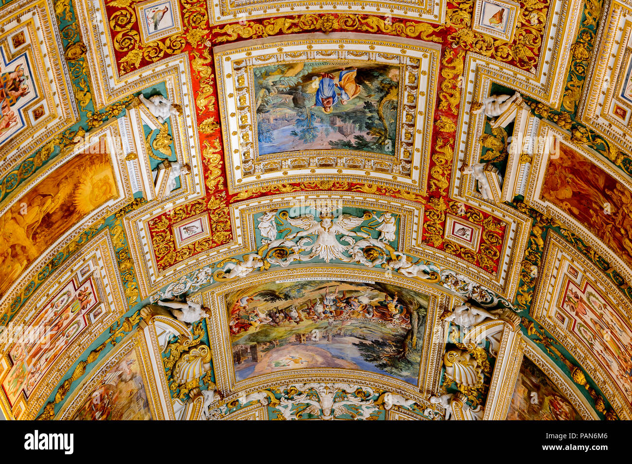 VATICAN, VATICAN CITY - MAY 7, 2016: Paintings on the walls and the ...