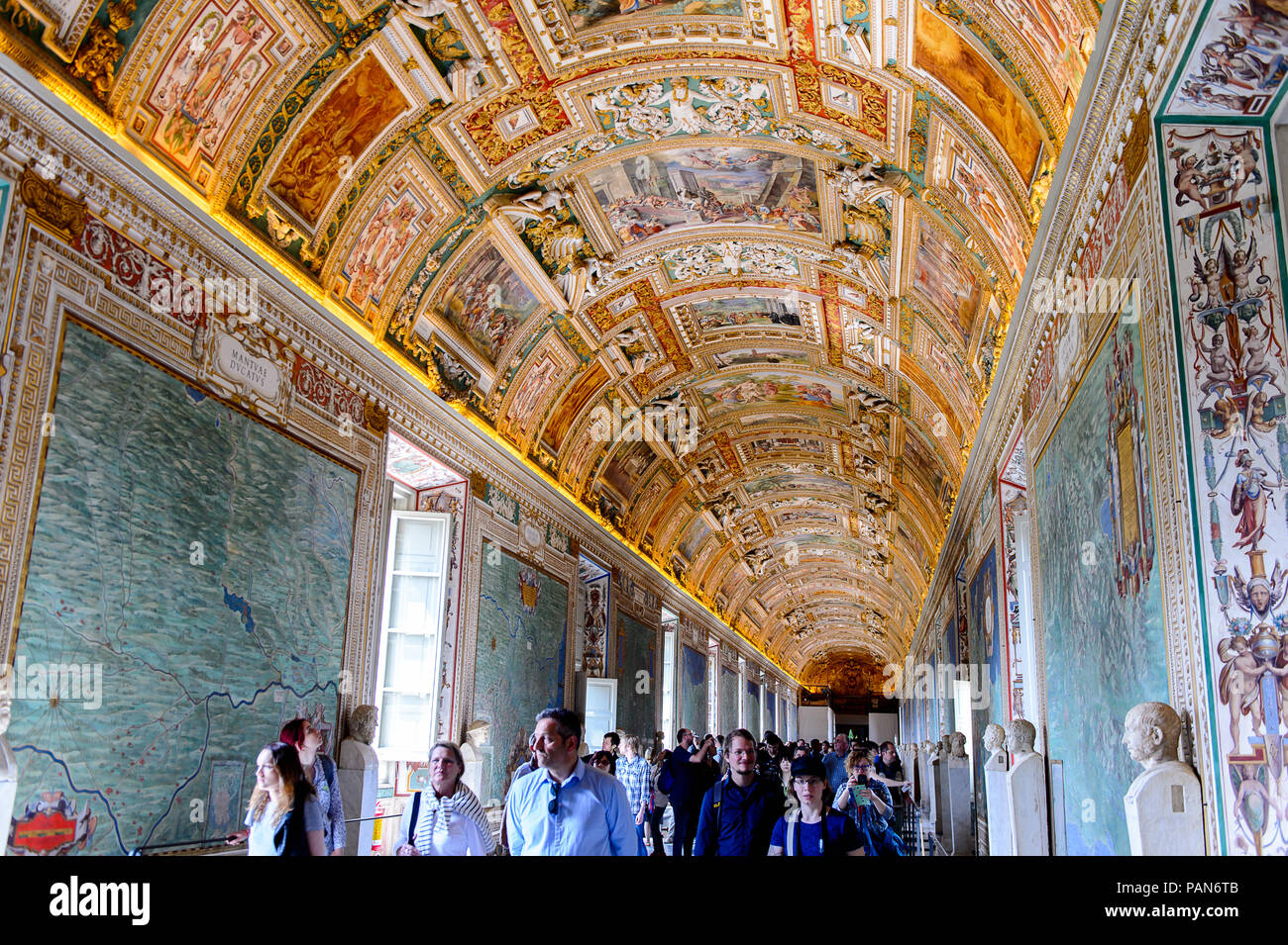 VATICAN, VATICAN CITY - MAY 7, 2016: Paintings on the walls and the ...