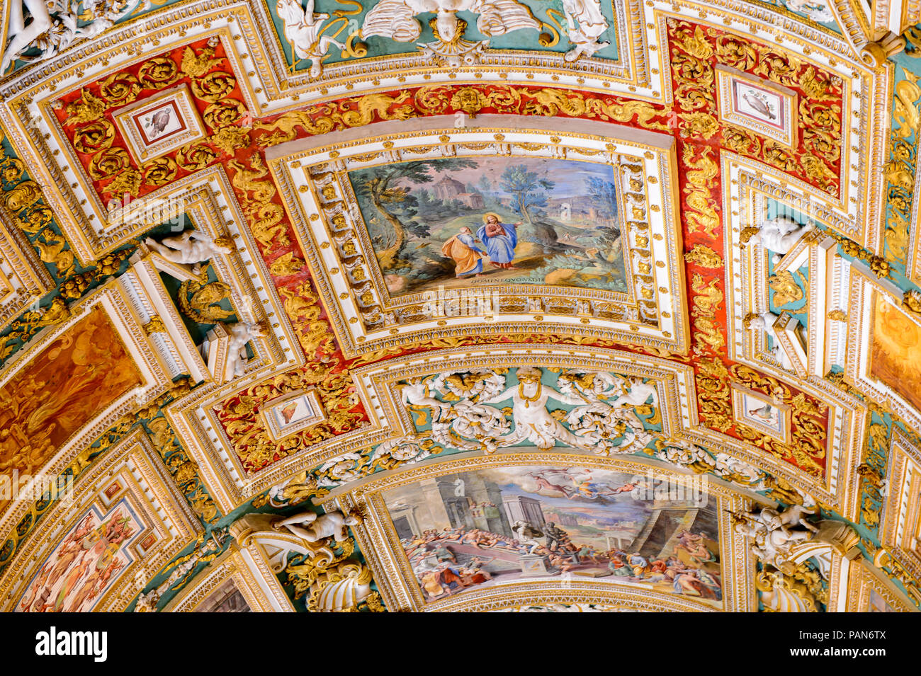 VATICAN, VATICAN CITY - MAY 7, 2016: Paintings on the walls and the ...