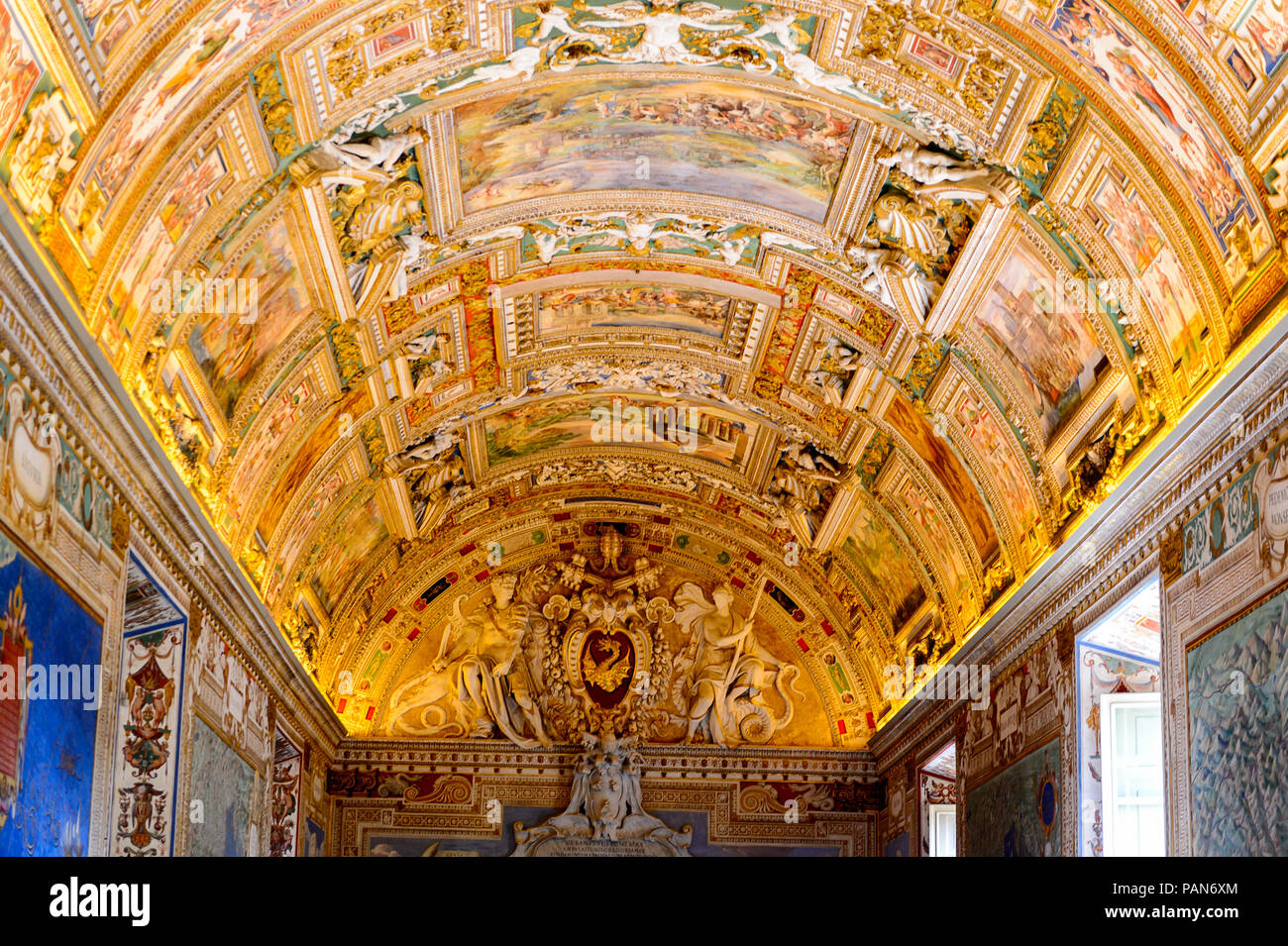 VATICAN, VATICAN CITY - MAY 7, 2016: Paintings on the walls and the ...