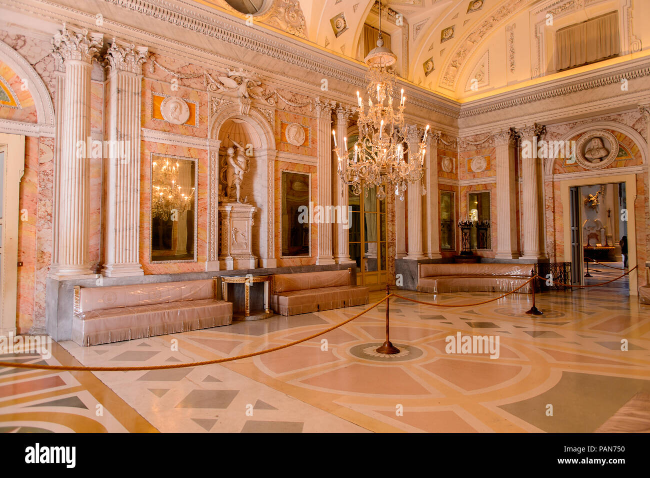 ISOLA BELLA, ITALY - MAY 3, 3016: Hall of the Palace Borromeo on the ...