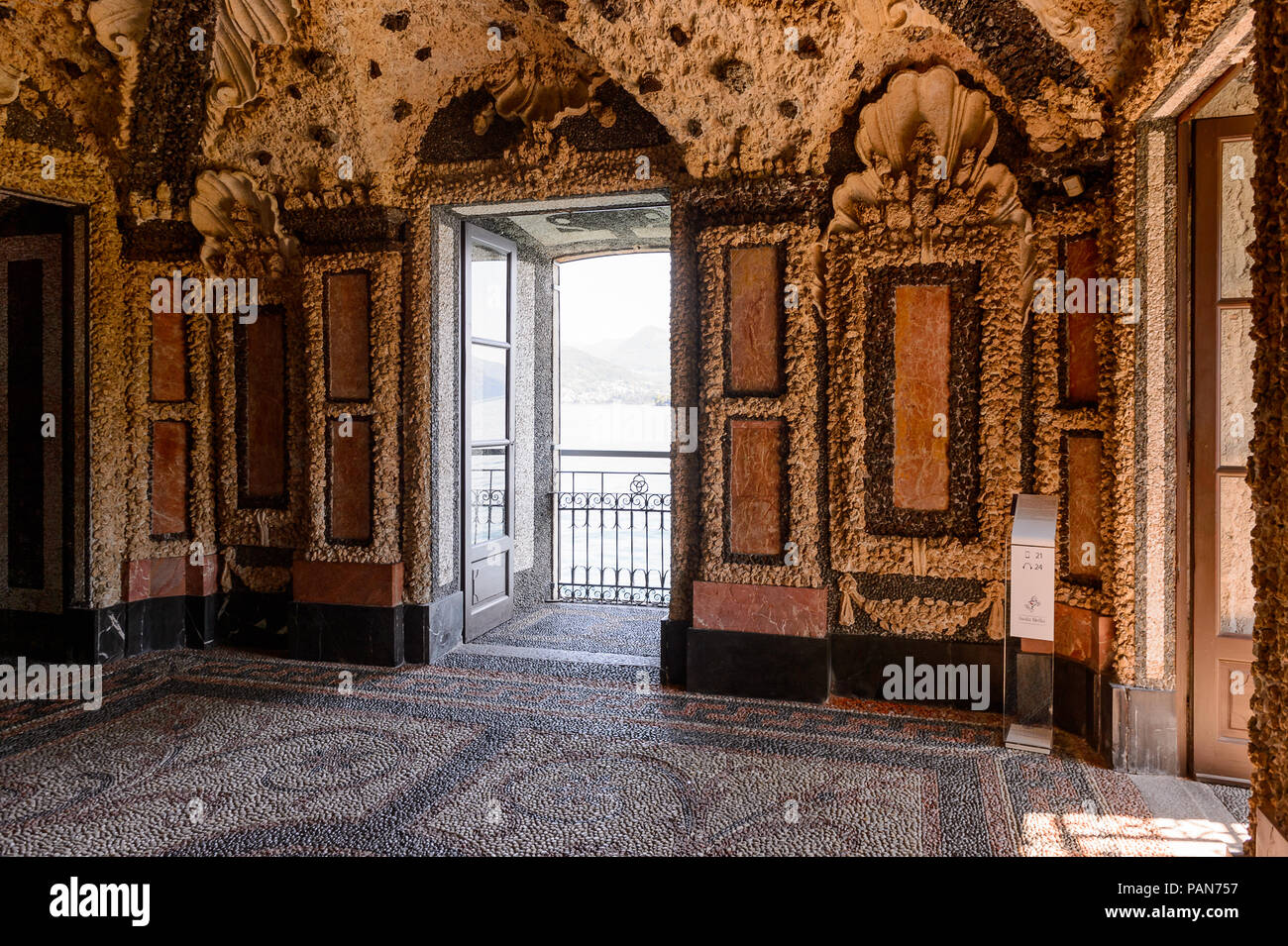 ISOLA BELLA, ITALY - MAY 3, 3016:Ground floor of the Palace Borromeo on ...