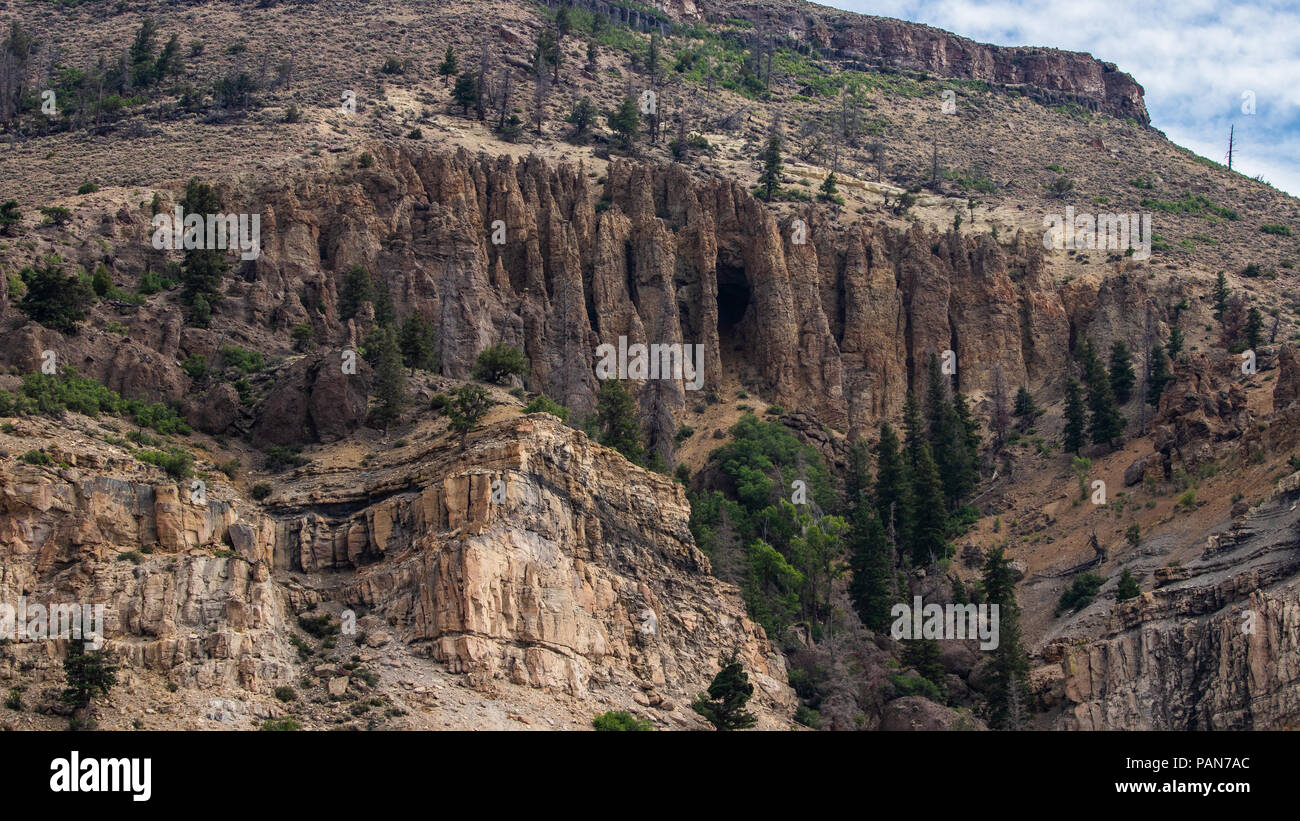 Clastic Rock formation Blue Mesa Reservoir note cave in center Gunnison ...