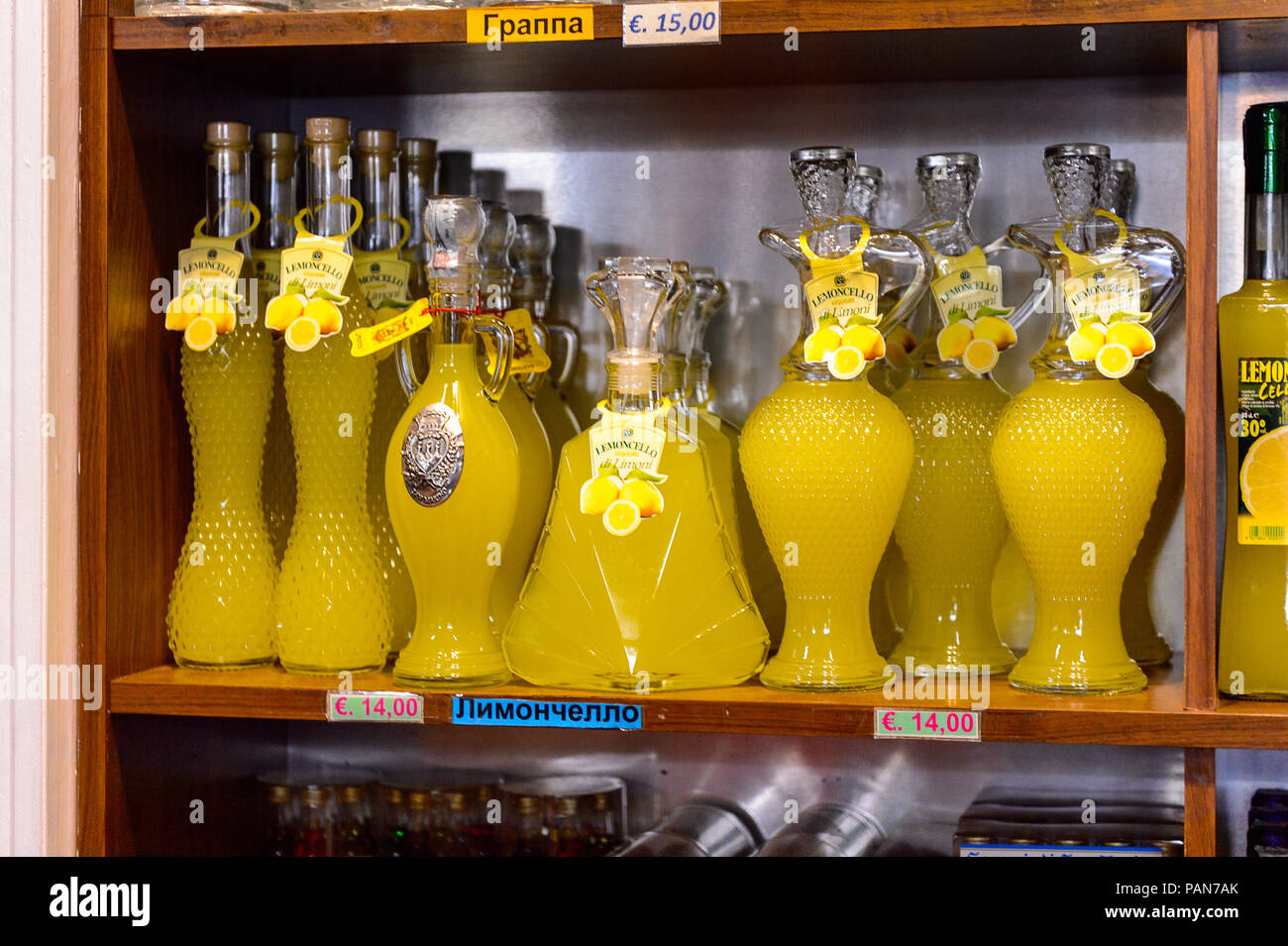 CITY OF SAN MARINO, SM - MAY 11, 2016: Assortment of the beverages at ...