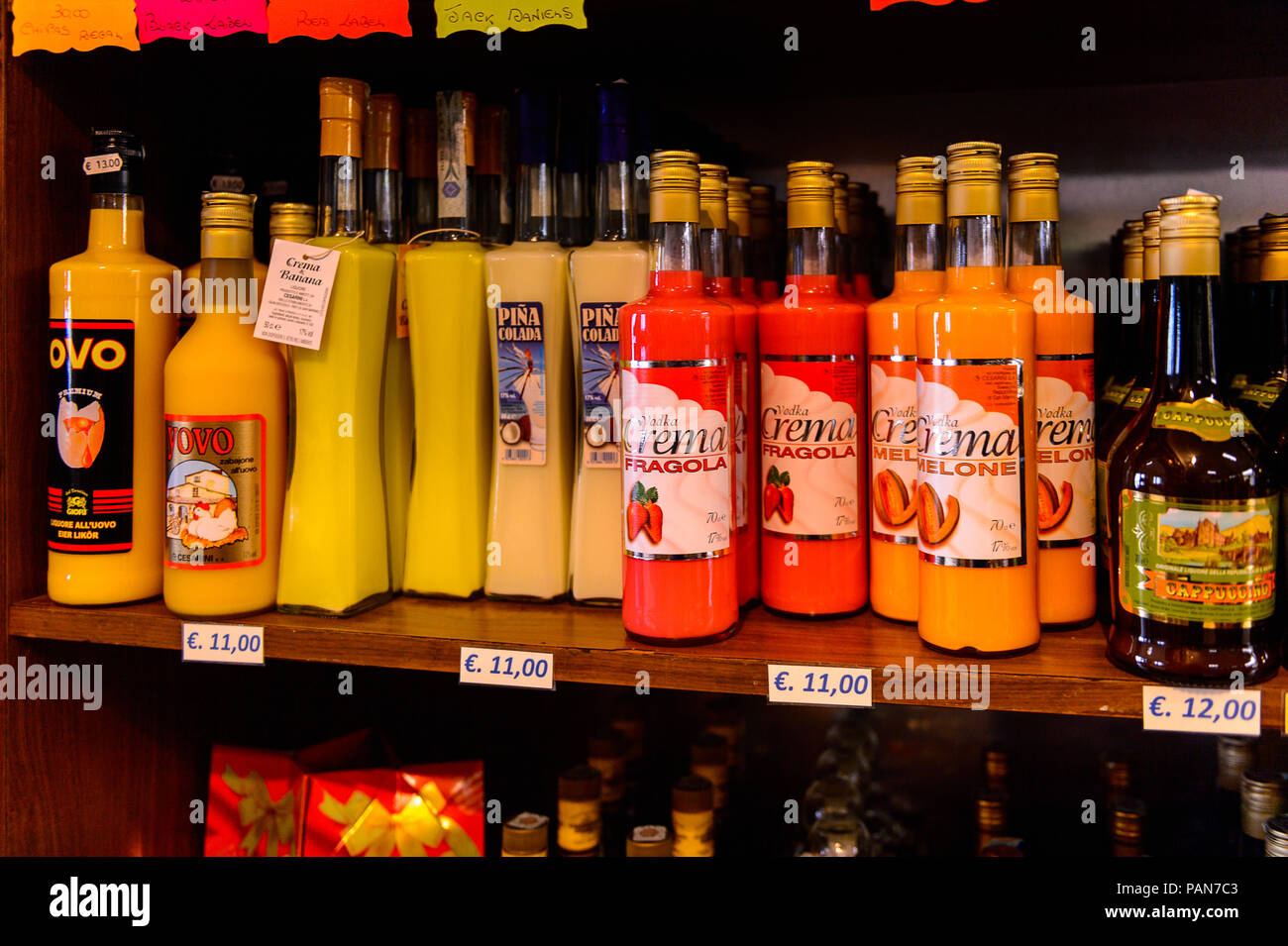 CITY OF SAN MARINO, SM - MAY 11, 2016: Assortment of the beverages at ...