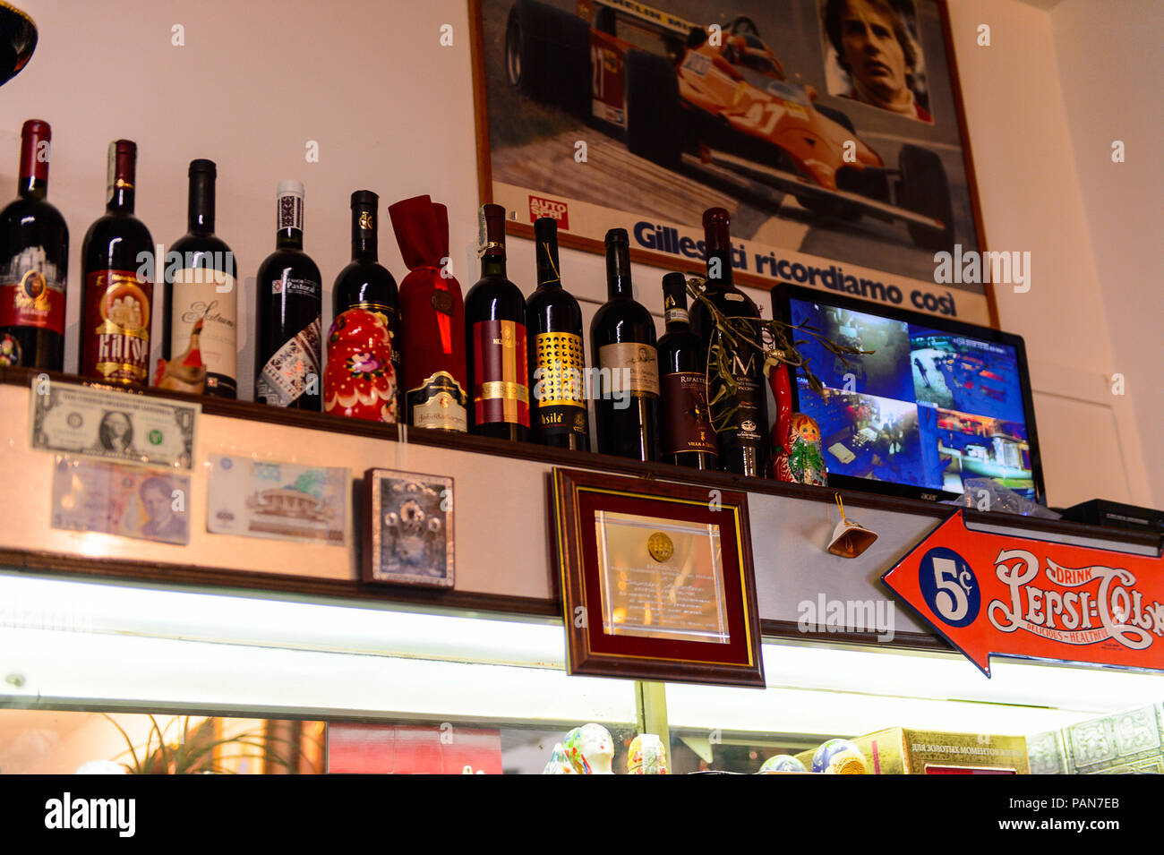 CITY OF SAN MARINO, SM - MAY 11, 2016: Assortment of the beverages at ...