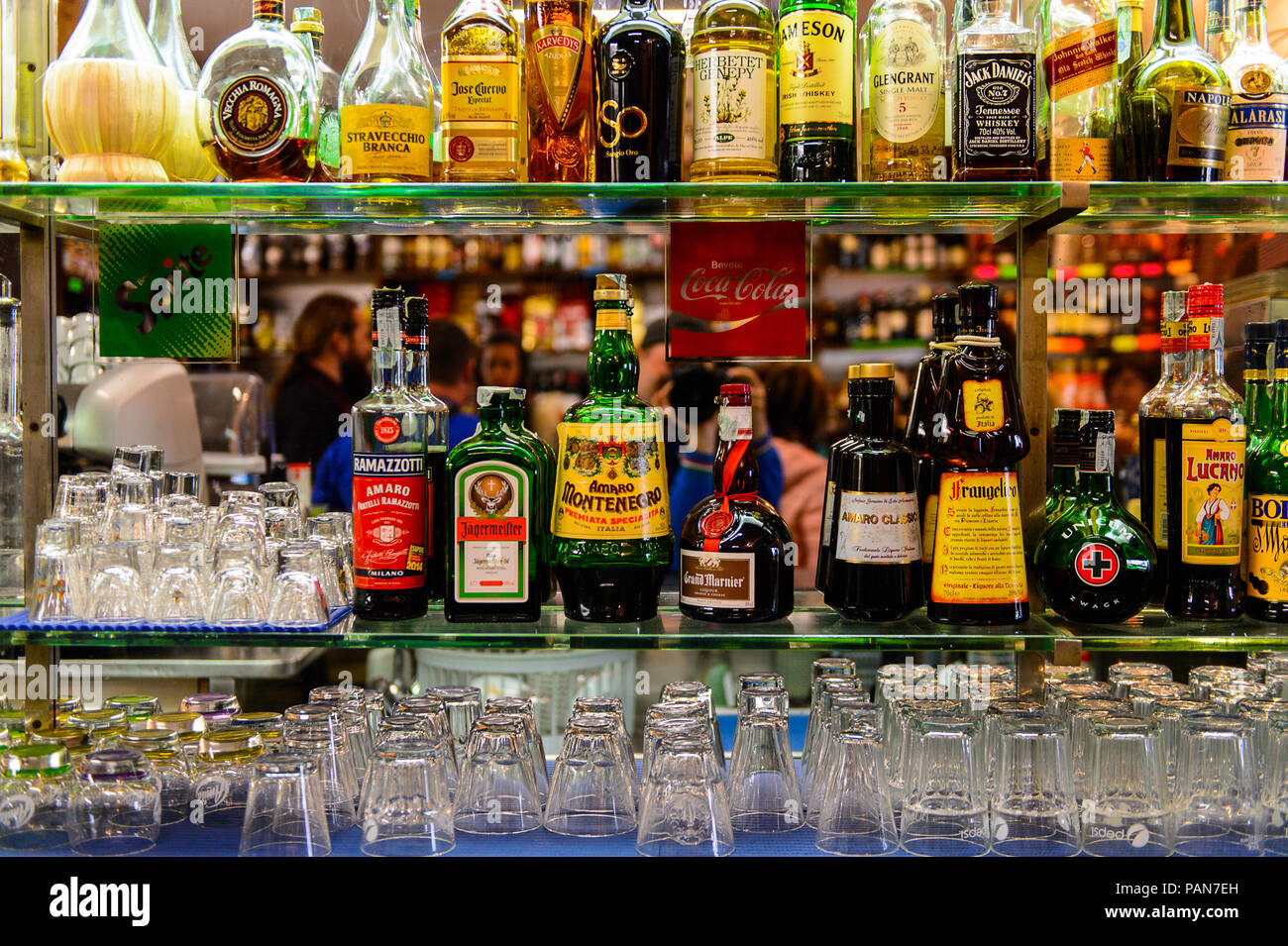 CITY OF SAN MARINO, SM - MAY 11, 2016: Assortment of the beverages at ...