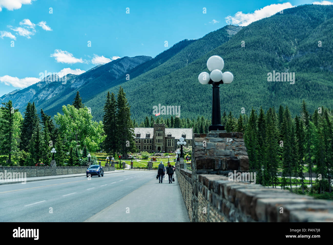 Wonderful canada - Historic Banff town hall view from bridge1 Stock ...