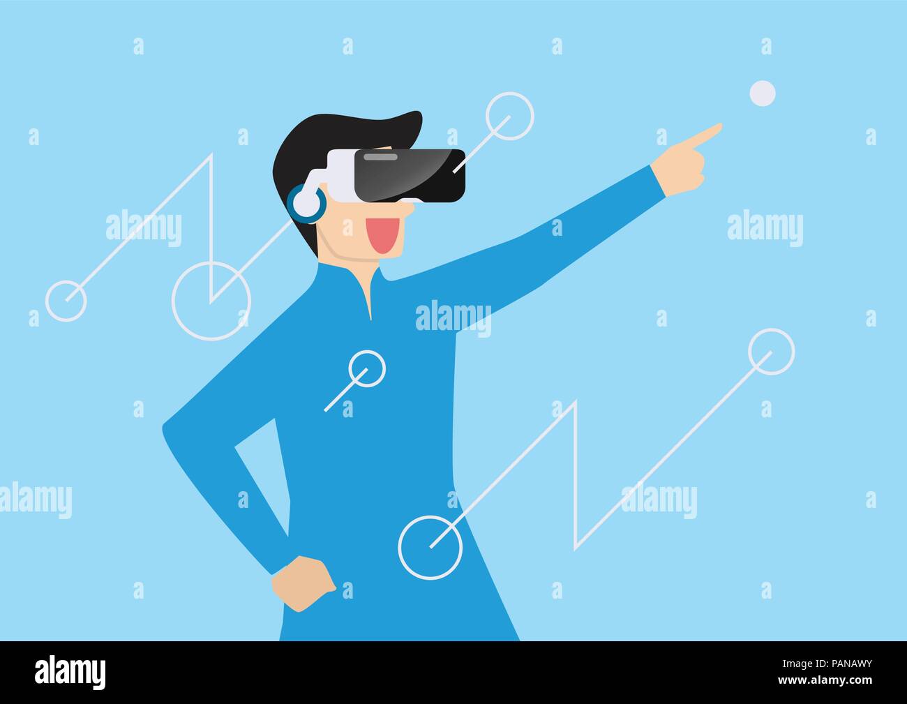 Man using virtual reality headset. vector illustration Stock Vector ...