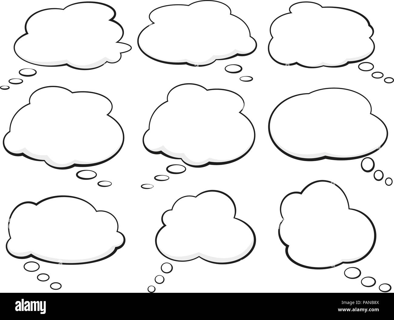 set of comic speech bubbles and thought balloons Stock Vector Image ...