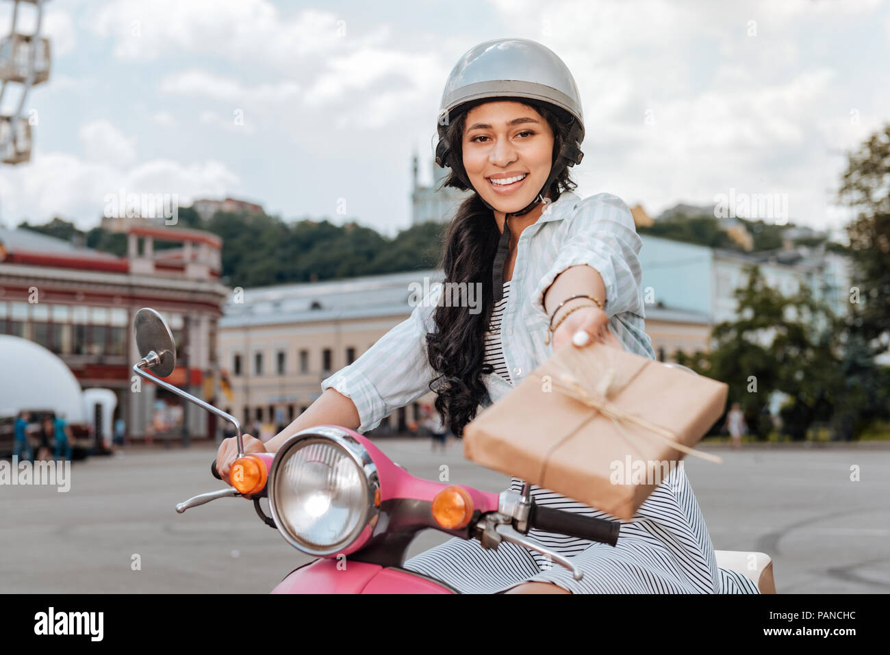 Merry cheerful woman proposing gif Stock Photo - Alamy