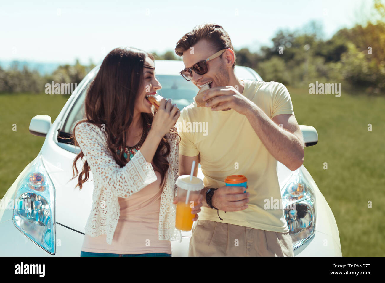 Couple having picnic car hi-res stock photography and images - Alamy