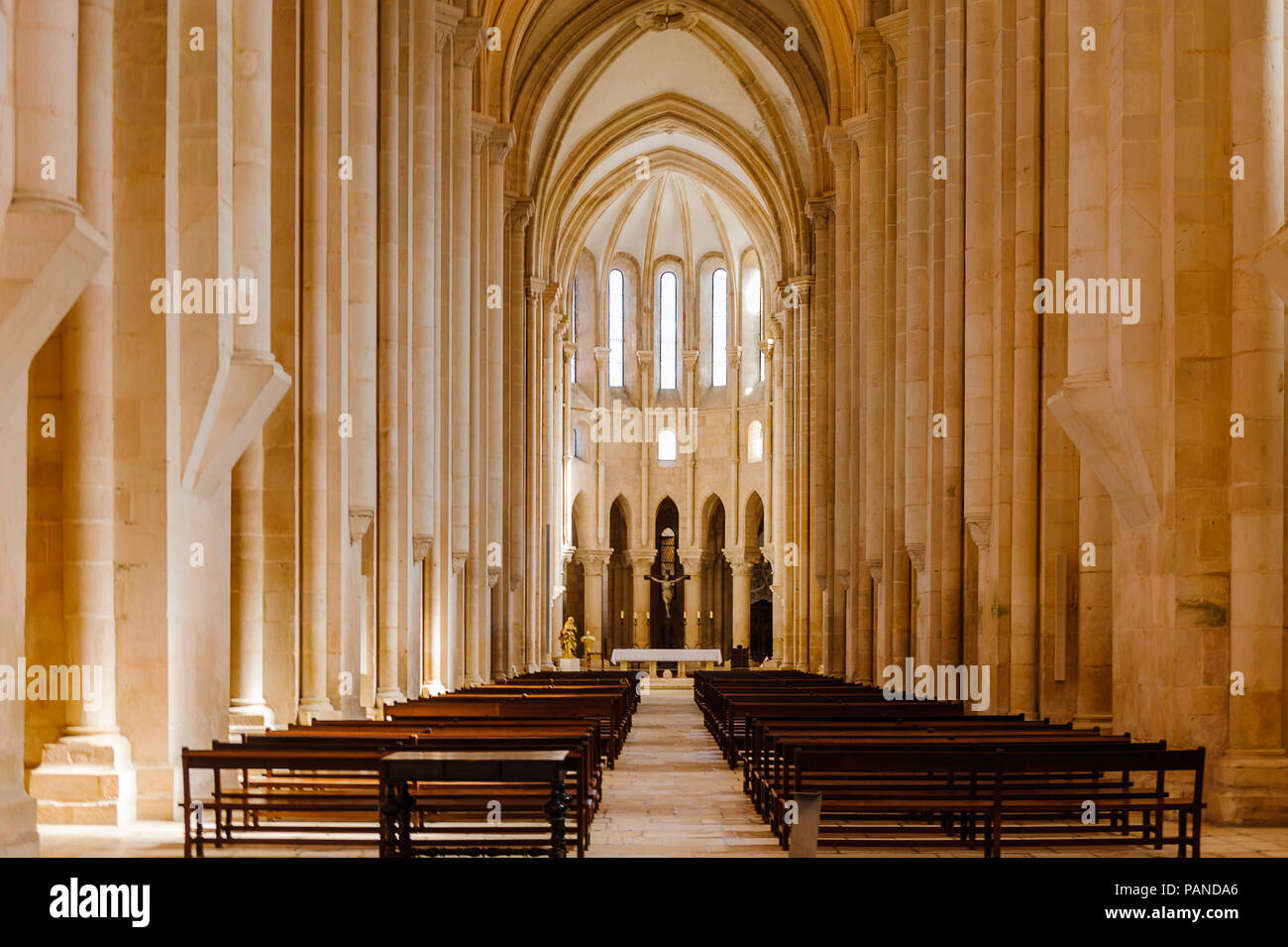 ALCOBACA, PORTUGAL - OCT 15, 2016: Interior of the Alcobaca monastery ...
