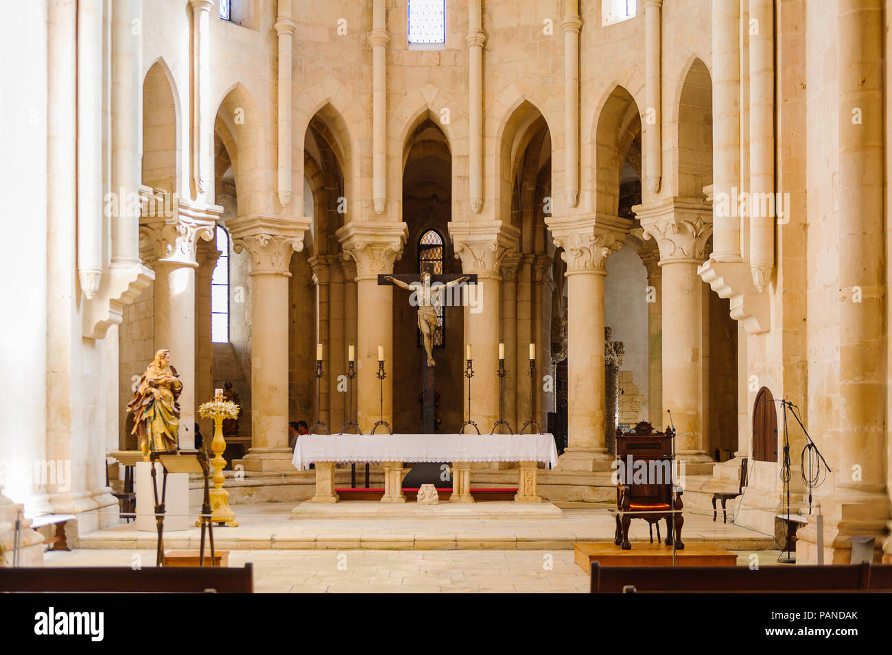 ALCOBACA, PORTUGAL - OCT 15, 2016: Interior of the Alcobaca monastery ...