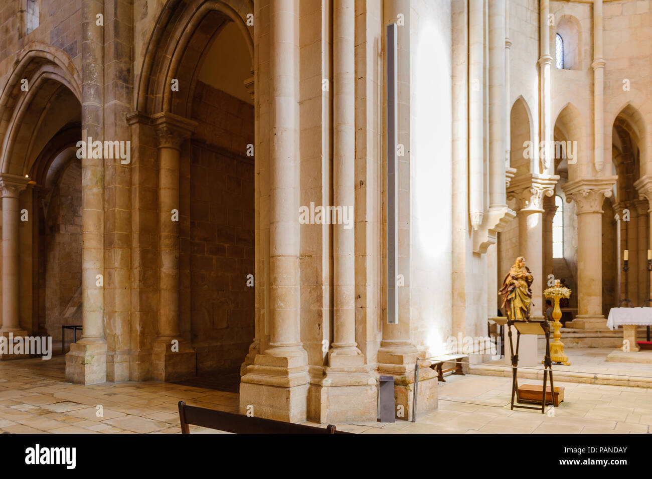 ALCOBACA, PORTUGAL - OCT 15, 2016: Interior of the Alcobaca monastery ...