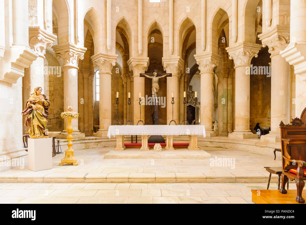 ALCOBACA, PORTUGAL - OCT 15, 2016: Interior of the Alcobaca monastery ...