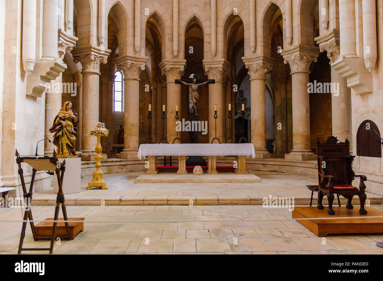 ALCOBACA, PORTUGAL - OCT 15, 2016: Interior of the Alcobaca monastery ...