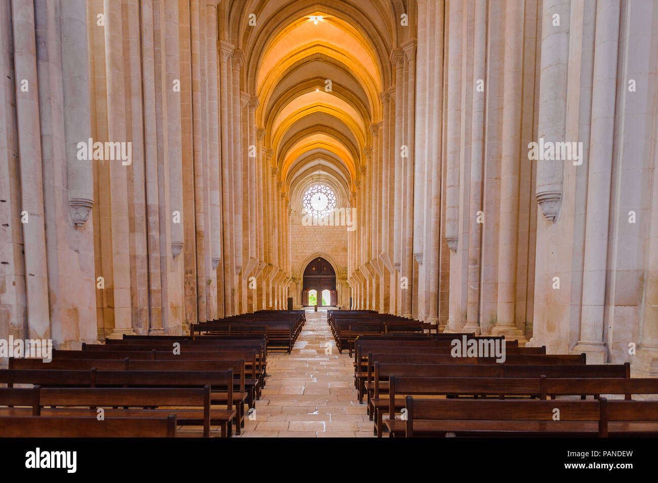 ALCOBACA, PORTUGAL - OCT 15, 2016: Interior of the Alcobaca monastery ...