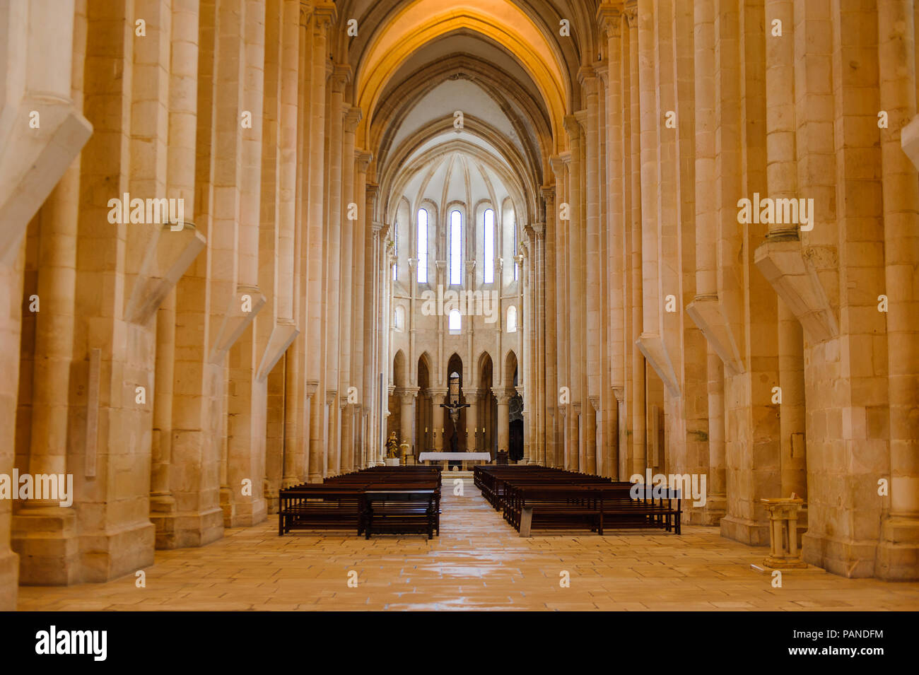 ALCOBACA, PORTUGAL - OCT 15, 2016: Interior of the Alcobaca monastery ...