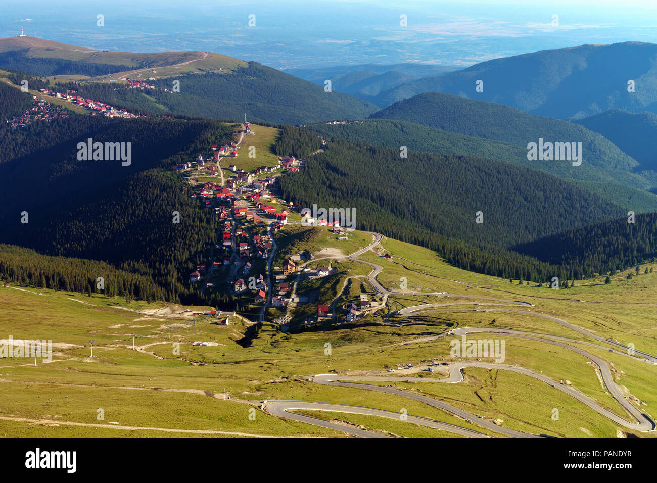Aerial view of a resort on a mountain Stock Photo - Alamy