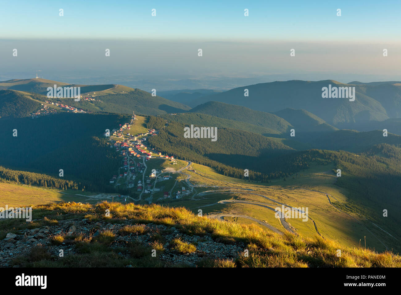 Aerial view of a resort on a mountain Stock Photo - Alamy