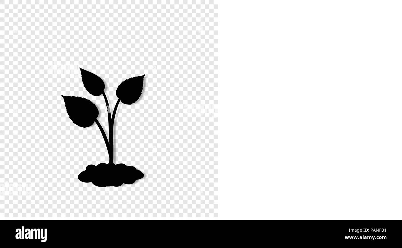 Black silhouette of sprouting plant in the soil isolated on transparent ...