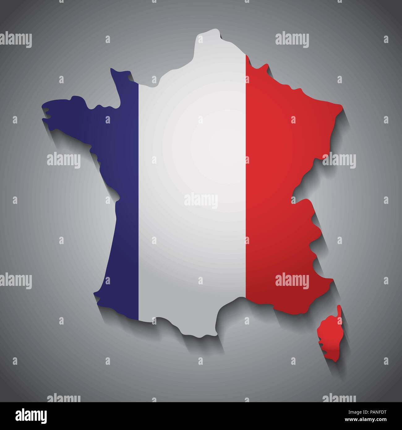 france flag in map shape over gray background, vector illustration ...