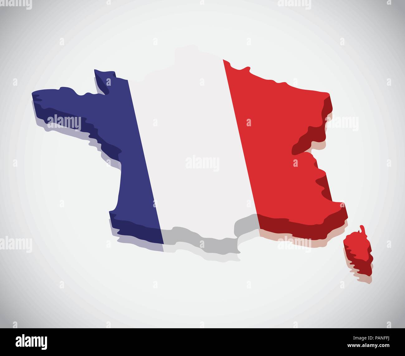 france flag in map shape over white background, vector illustration ...