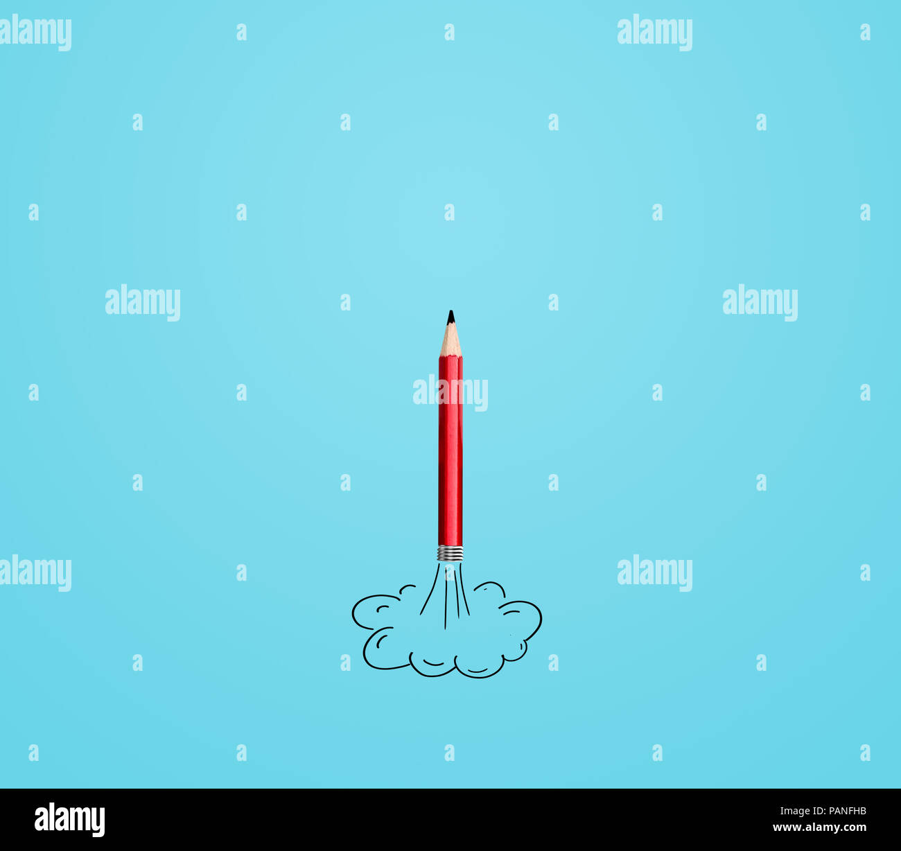 pencil rocket with smoke, idea and innovation Stock Photo - Alamy
