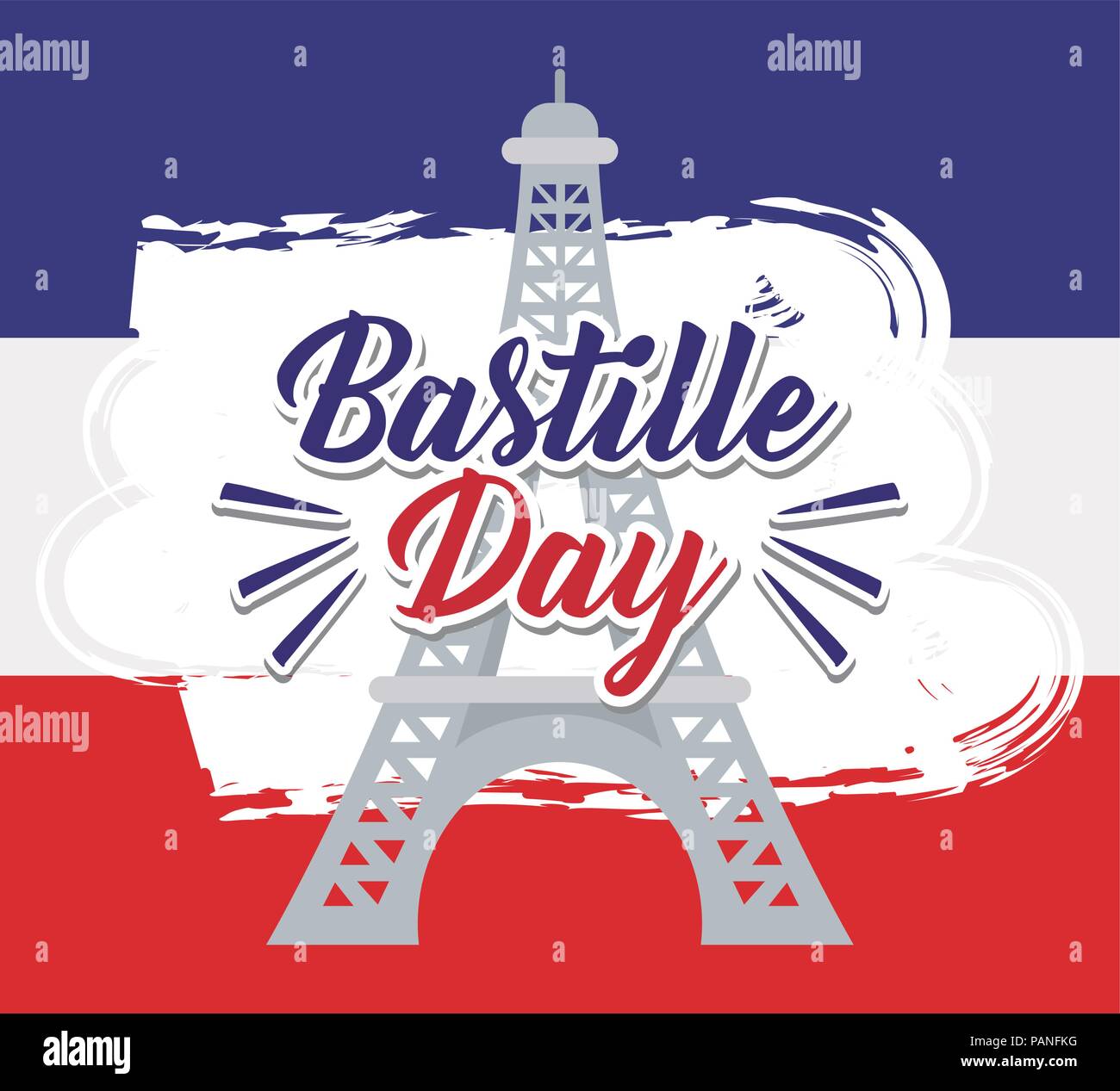 Bastille day design with eiffel tower icon over colorful background ...