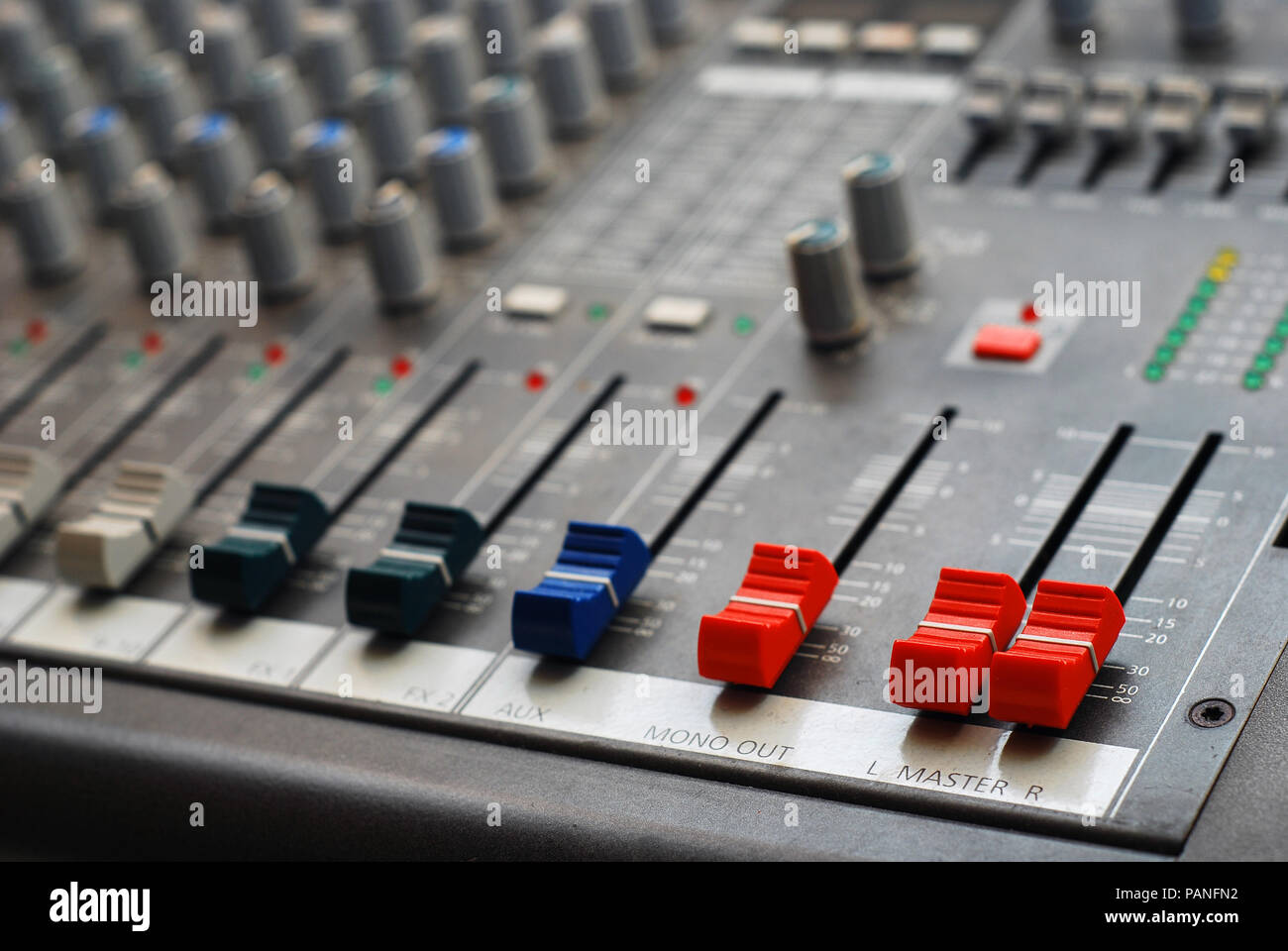 detail of an audio mixer board Stock Photo - Alamy