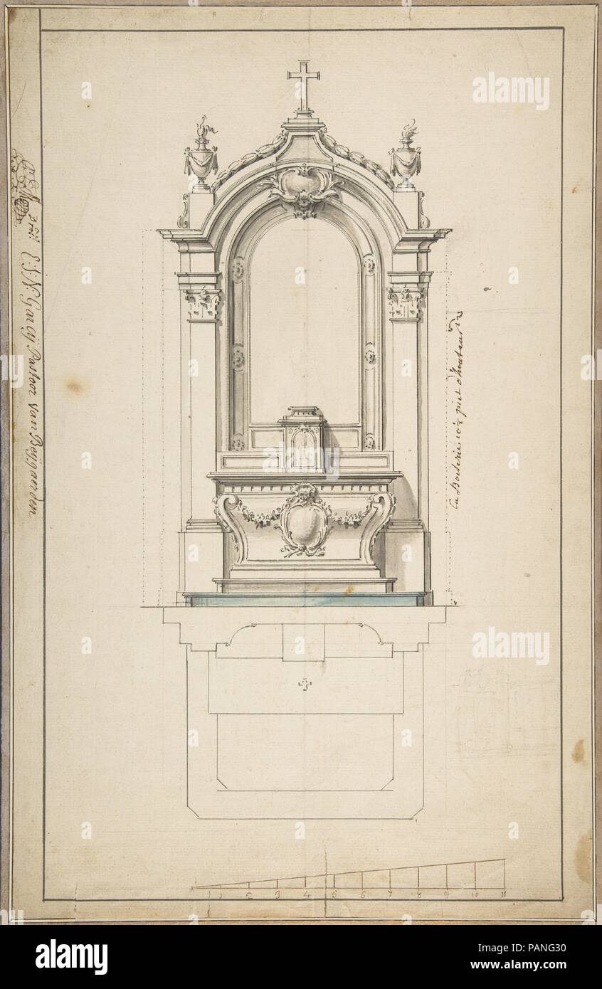 Design for an Altar, with Elevation and Ground Plan. Artist: Anonymous ...