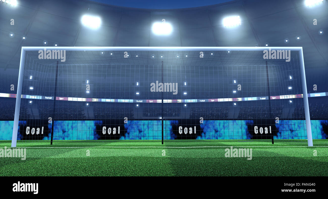 Empty soccer stadium with lights and crowd. 3D render Stock Photo - Alamy