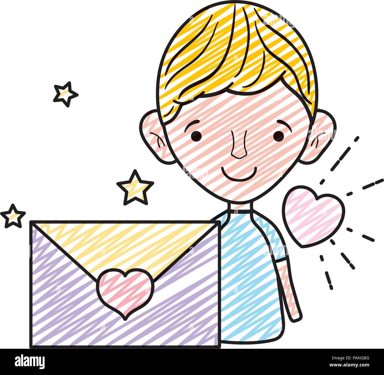 doodle happy man with romantic love card Stock Vector Image & Art - Alamy