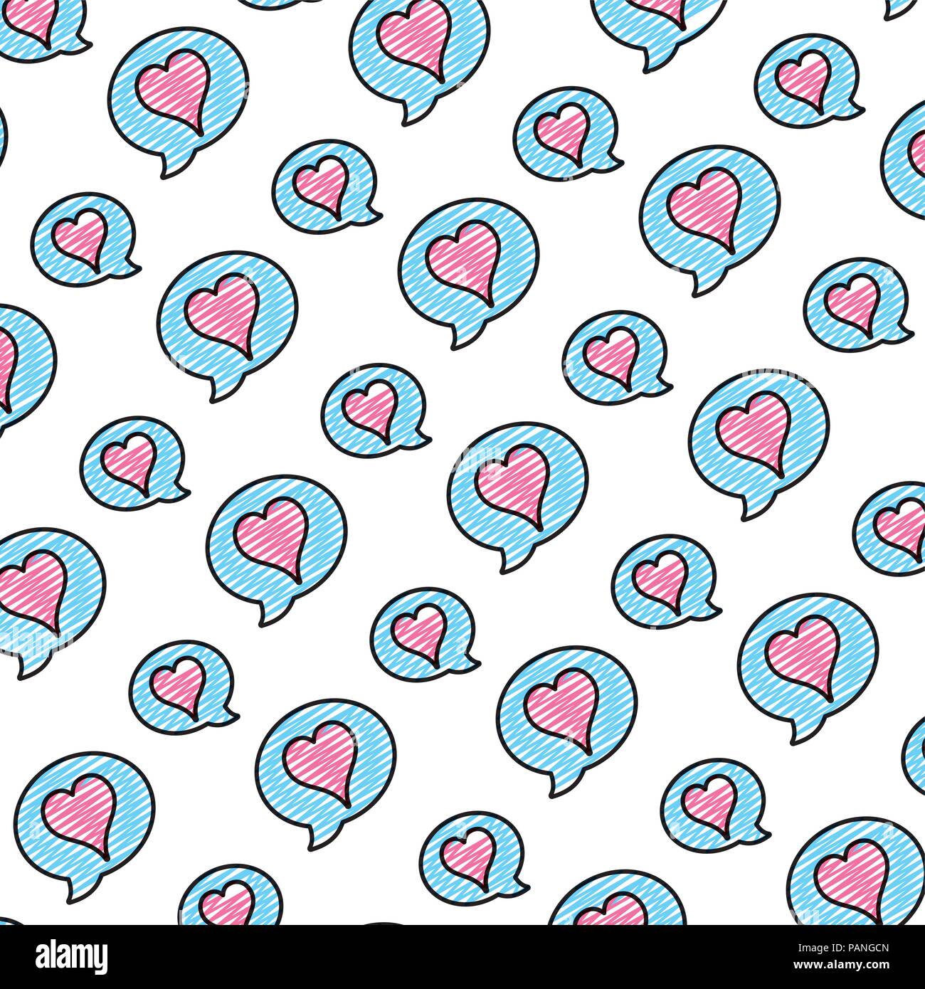 doodle chat bubble heart message background Stock Vector Image & Art ...