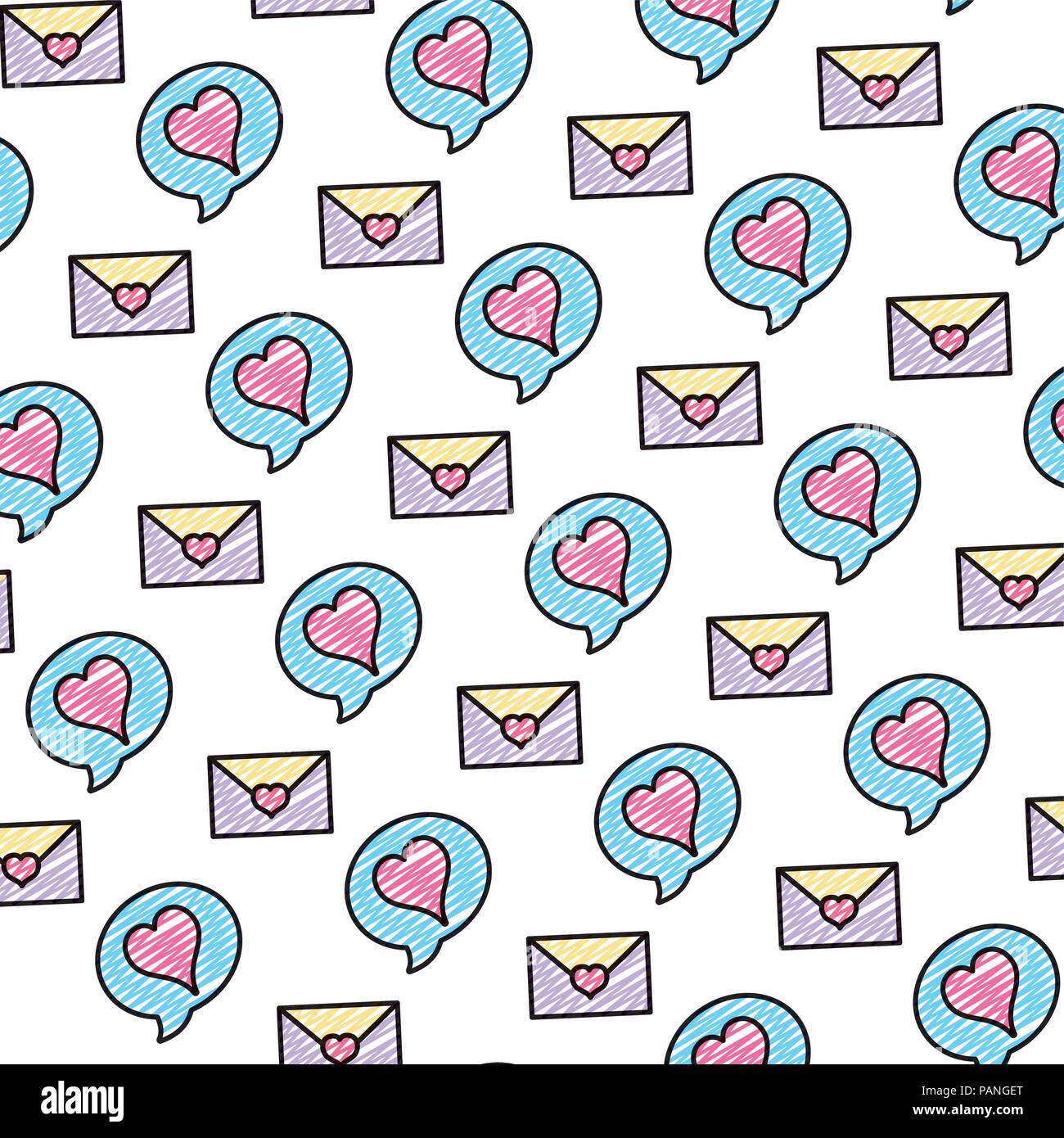 doodle romantic chat bubble and card background Stock Vector Image ...